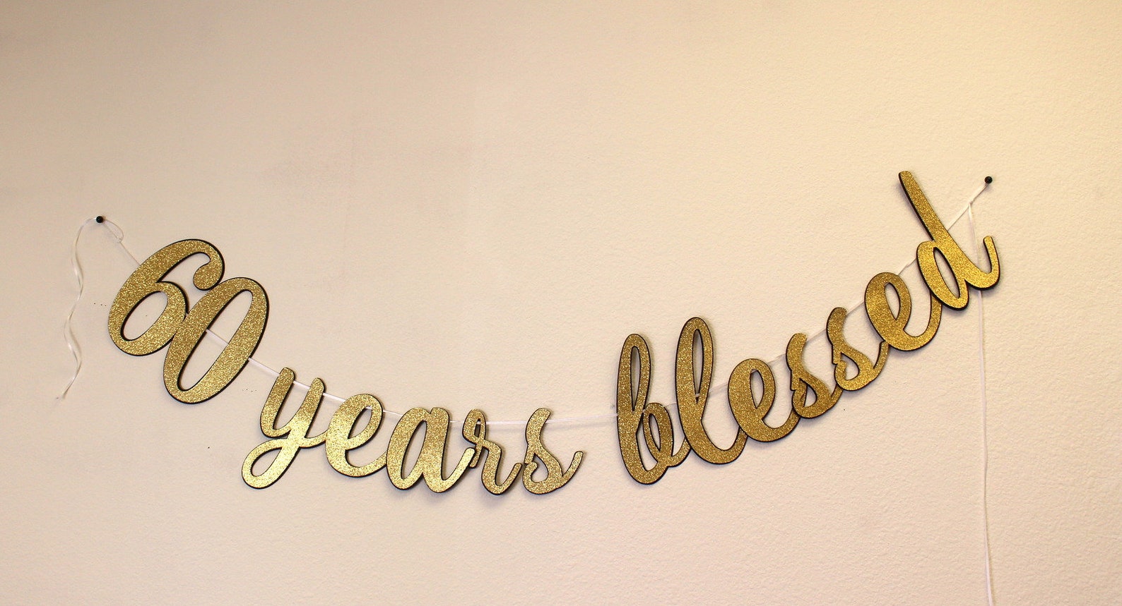 60 Years Blessed Cursive Banner 1 Set 60th Birthday 60th | Etsy