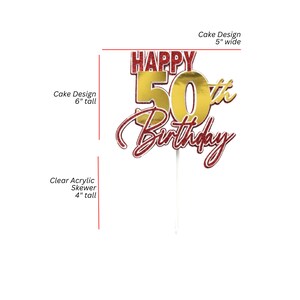 Happy 50th Birthday 3D Cake Topper Handcrafted - Etsy