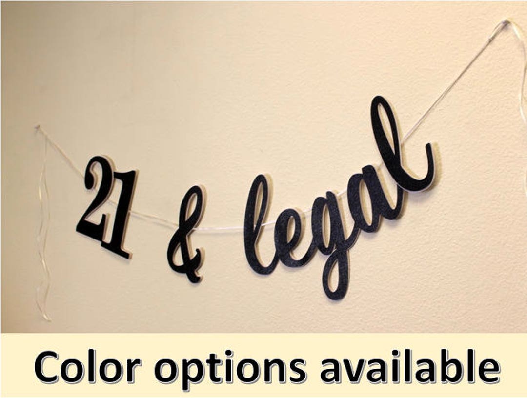 21 & Legal Cursive Banner, 1 Set, 21st Birthday Banner, Glitter Cursive ...