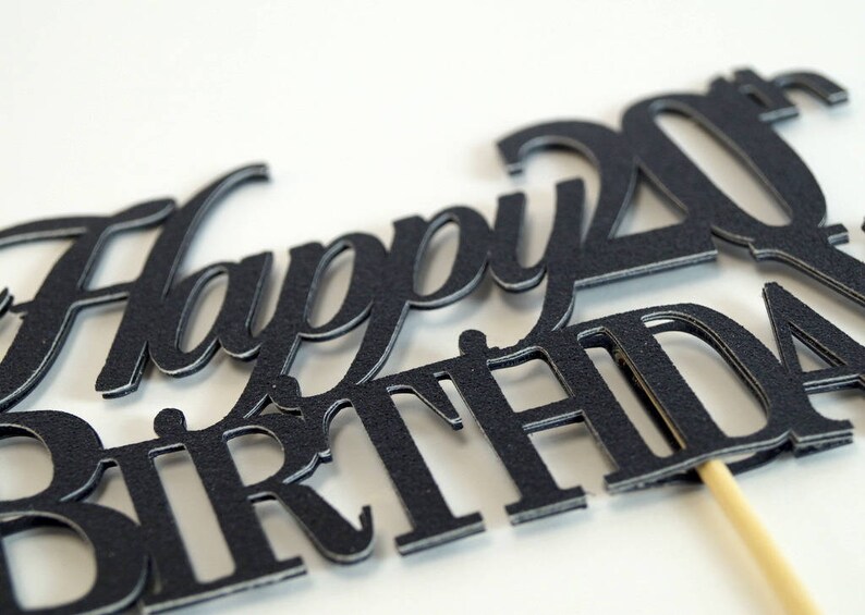 Happy 20th Birthday Cake Topper 1pc Glitter Cake Topper - Etsy