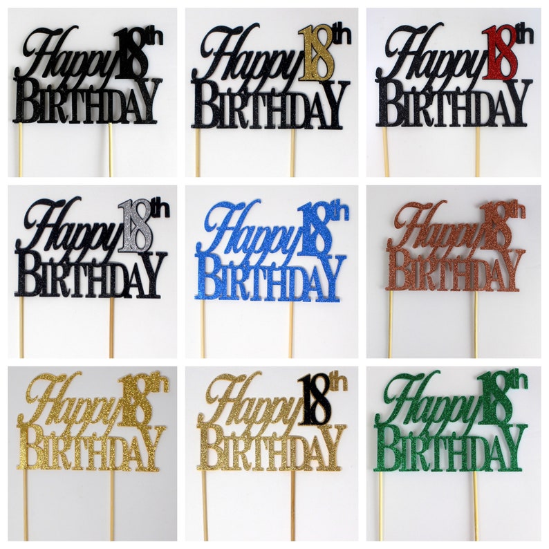 Happy 18th Birthday Cake Topper 1pc Glitter Cake Topper - Etsy