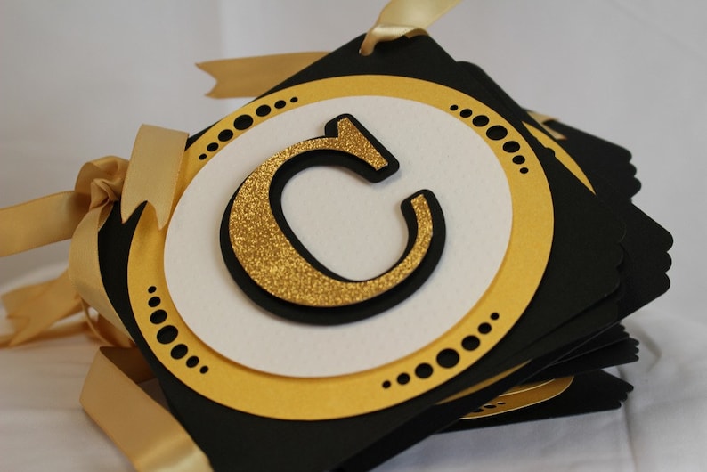 Black & Gold Congratulations Banner Graduation Black and - Etsy