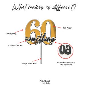 60 Something 3D Unique Birthday Cake Topper Handcrafted 61st, 62nd ...