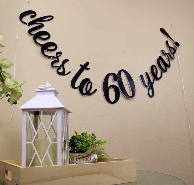 Cheers to 60 Years Cursive Banner 1 Set Birthday - Etsy