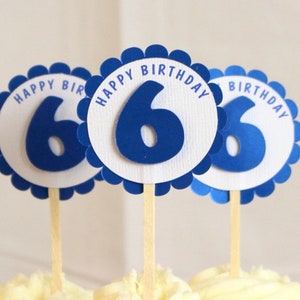 6th Birthday Cupcake Toppers, Set of 12, Birthday, Handcrafted Party ...