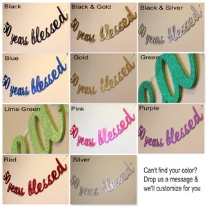 50 Years Blessed Cursive Banner, 1 Set, 50th Birthday, 50th Anniversary ...