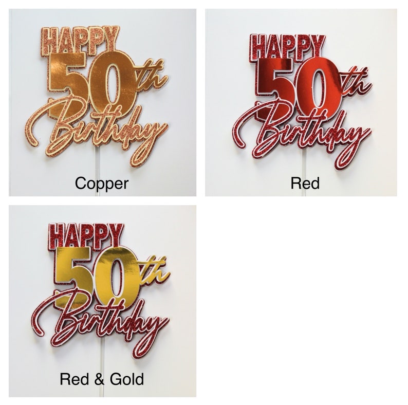 Happy 50th Birthday 3D Cake Topper Handcrafted - Etsy