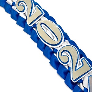 2024 Blue & Silver Double Braided Graduation Ribbon Lei - Etsy