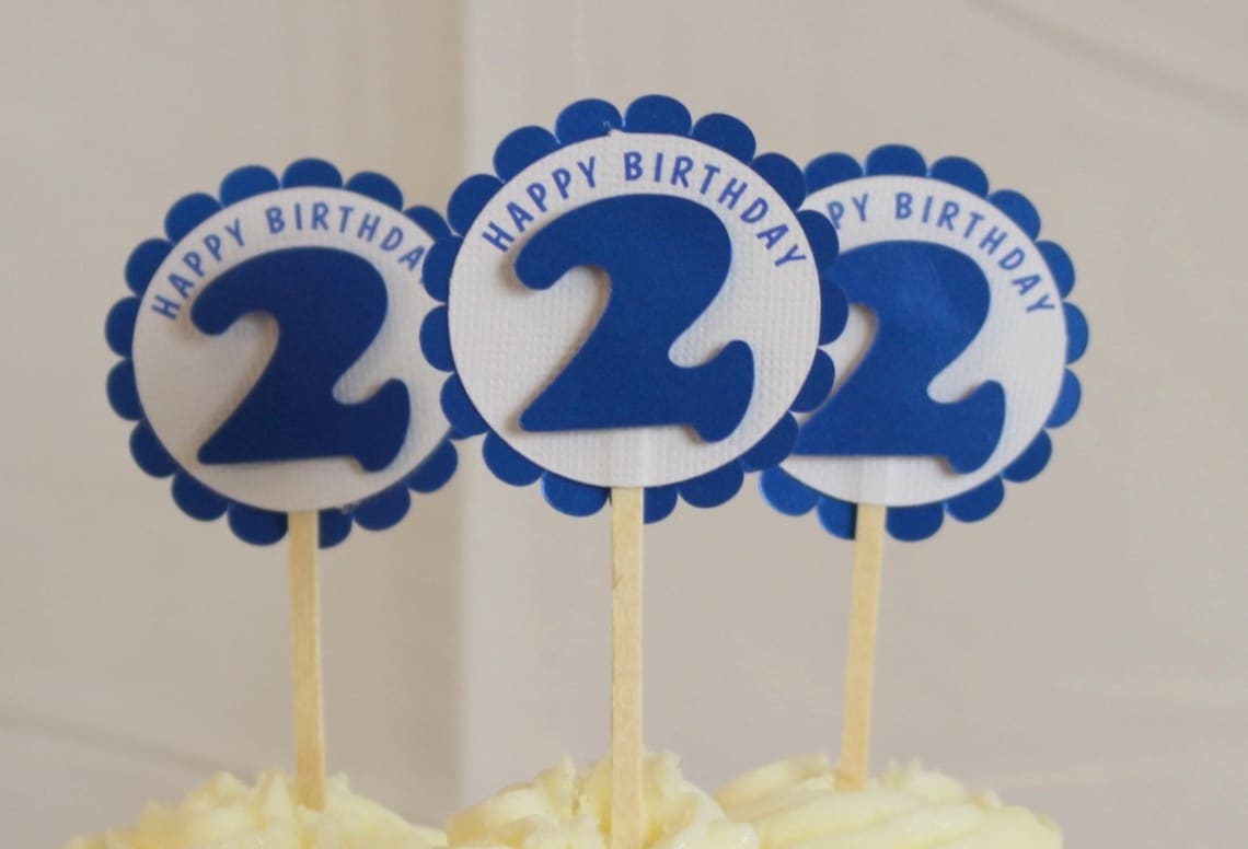 2nd Birthday Cupcake Toppers Set of 12 Birthday Handcrafted - Etsy