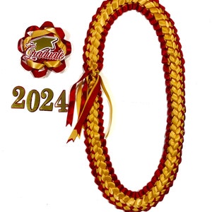 2024 Red & Gold Double Braided Graduation Ribbon Lei - Etsy