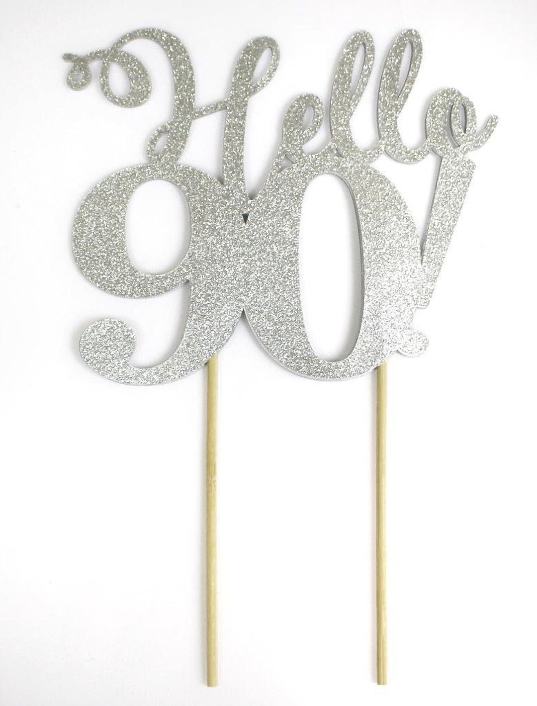 Hello 90 Cake Topper, 1pc, Glitter Cake Topper, 90th Birthday, 90th ...