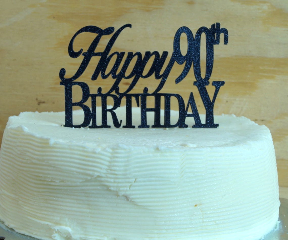 Happy 90th Birthday Cake Topper 1pc Glitter Cake Topper | Etsy