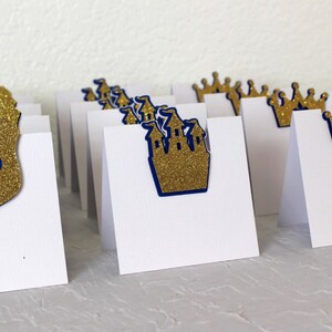 Royal Blue & Gold Prince Theme Place Cards / Food Escort Cards, Set of ...