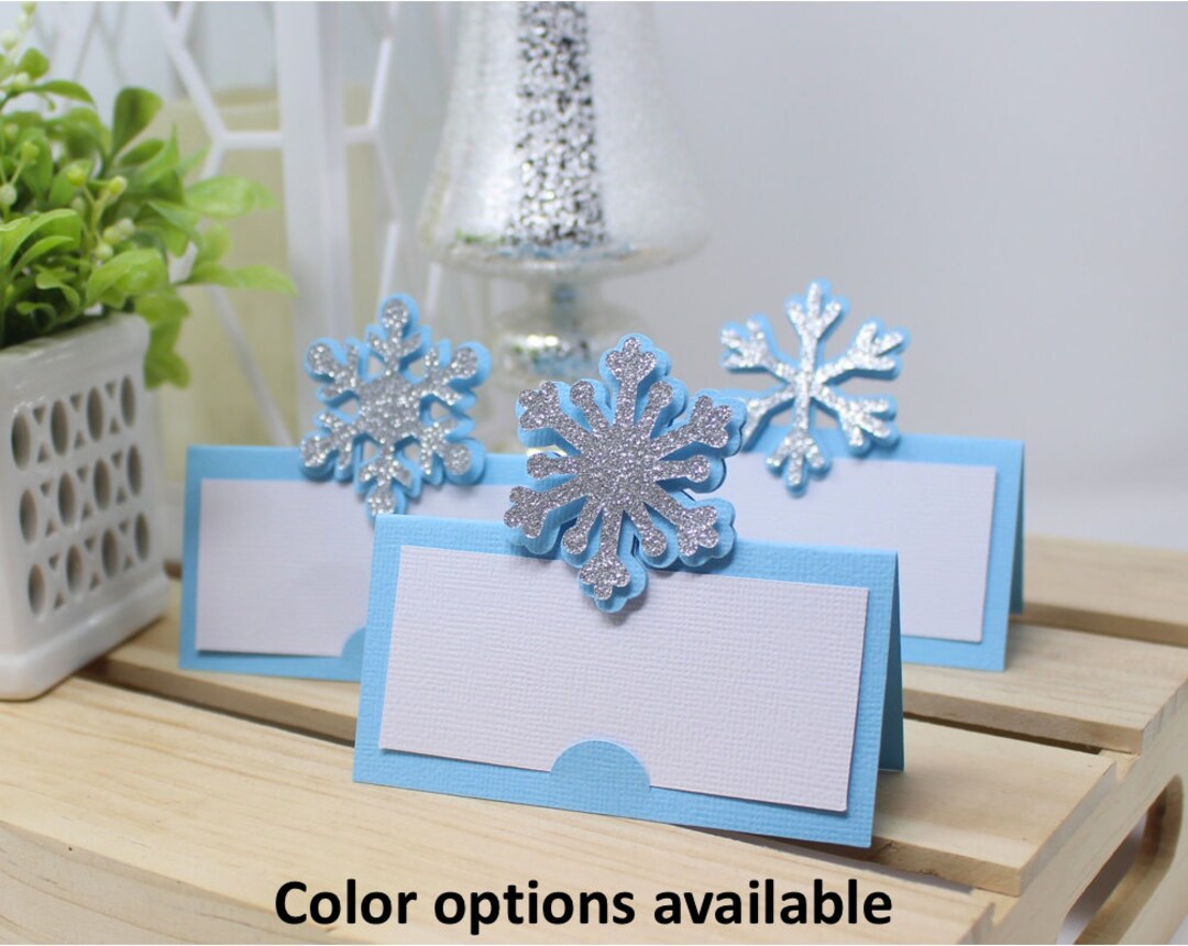 Snowflakes Place Cards, 12pcs, Winter Theme, Winter Wonderland, Food ...