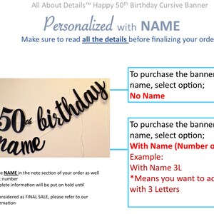Happy 50th Birthday Cursive Banner 1 Set Birthday Glitter - Etsy