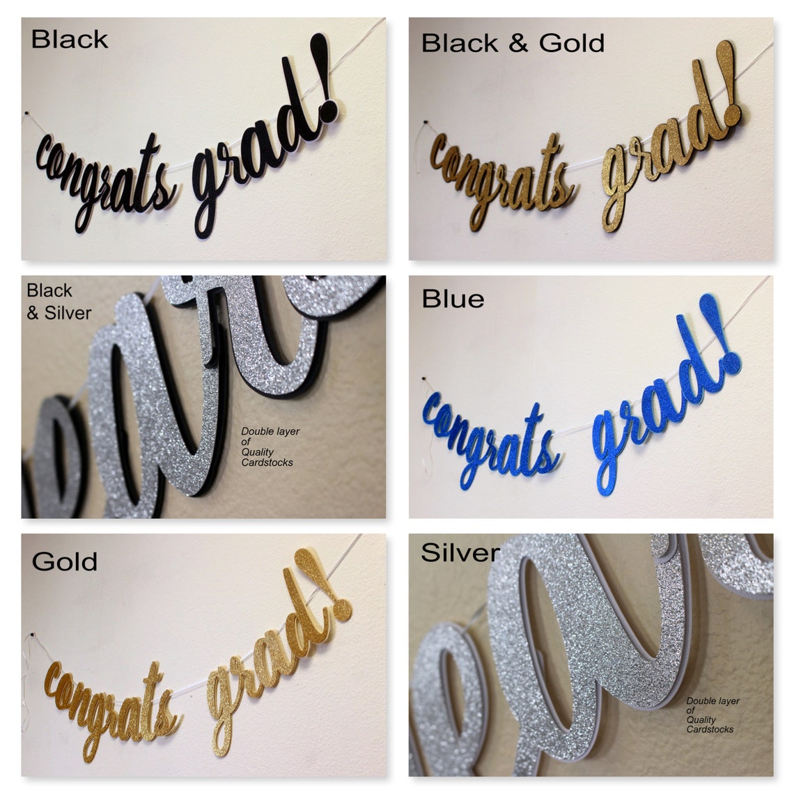 Congrats Grad Cursive Banner Graduation Banner Graduation - Etsy