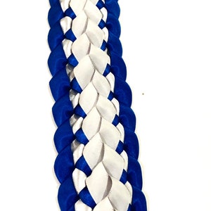 2024 Blue & Silver Double Braided Graduation Ribbon Stole Lei - Etsy