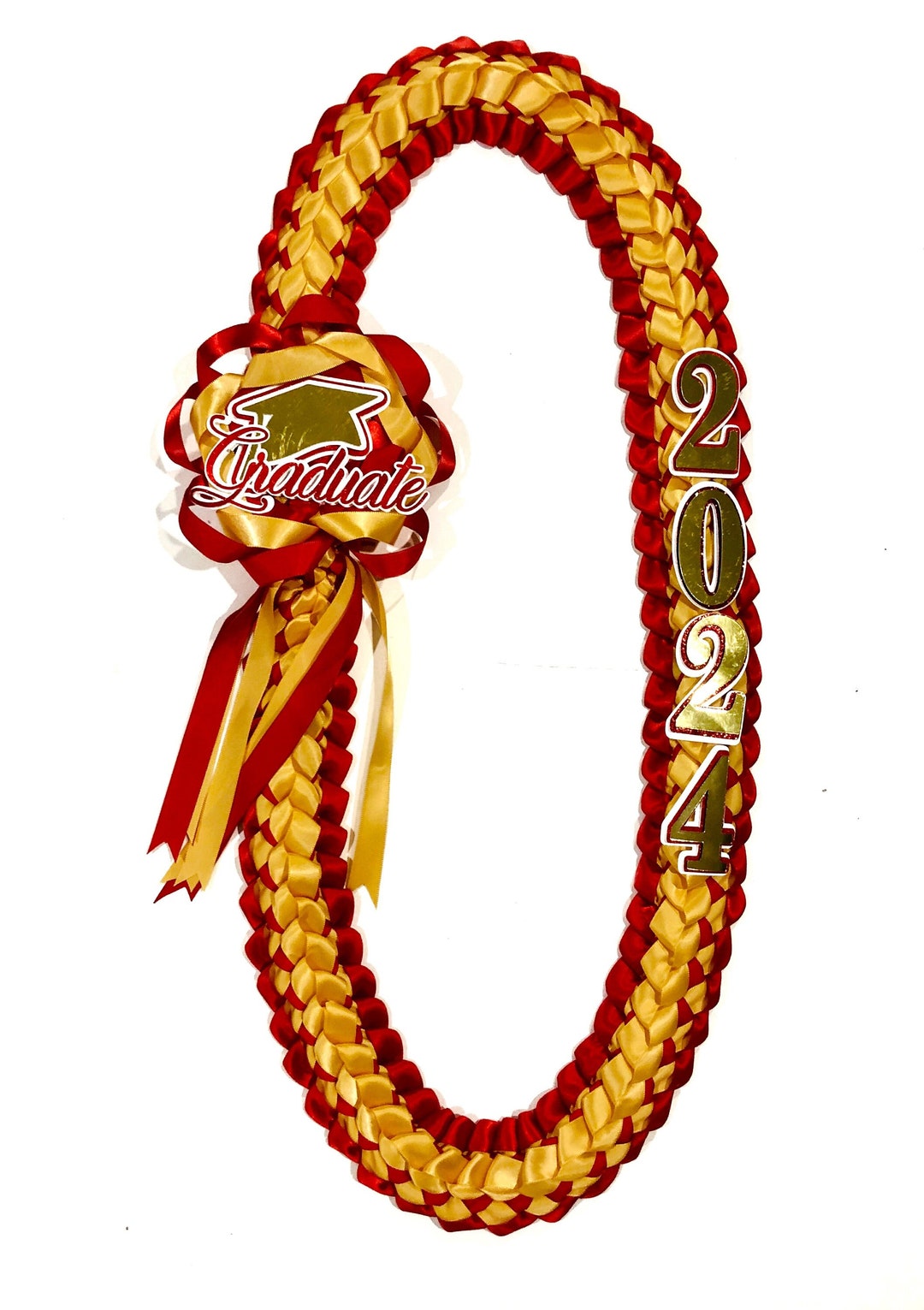 2024 Red & Gold Double Braided Graduation Ribbon Lei - Etsy