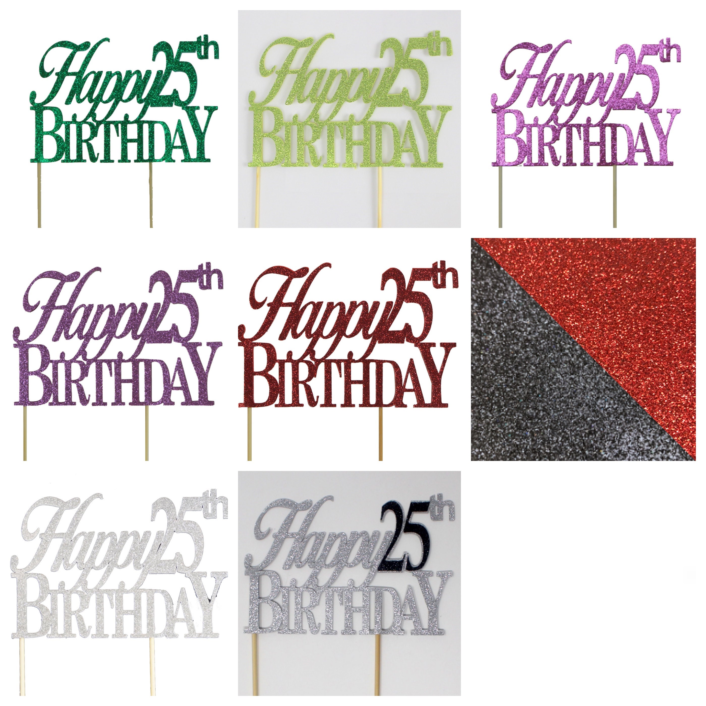 Happy 25th Birthday Cake Topper 1pc Glitter Cake Topper - Etsy