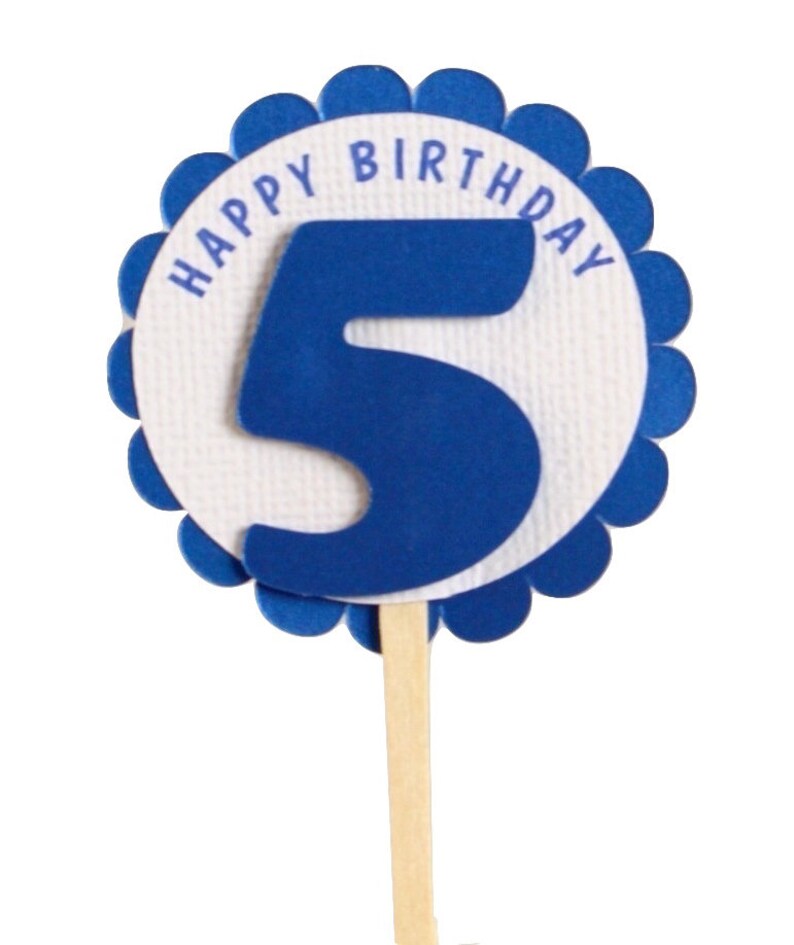 5th Birthday Cupcake Toppers Set of 12 Birthday Handcrafted | Etsy