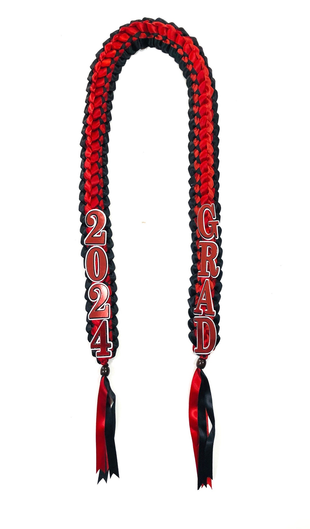 2024 Black & Red Double Braided Graduation Ribbon Stole Lei - Etsy