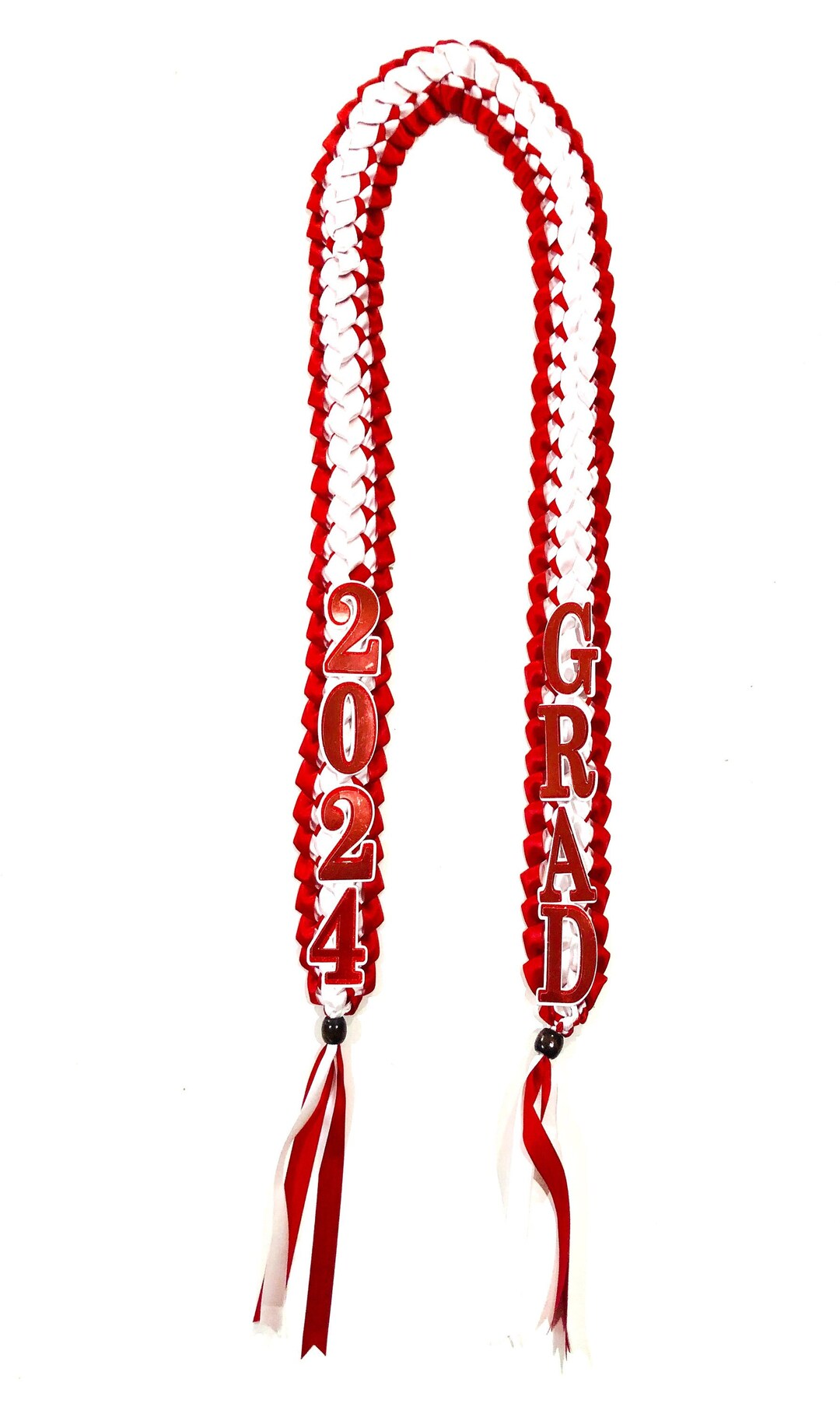 2024 Red & White Double Braided Graduation Ribbon Stole Lei - Etsy