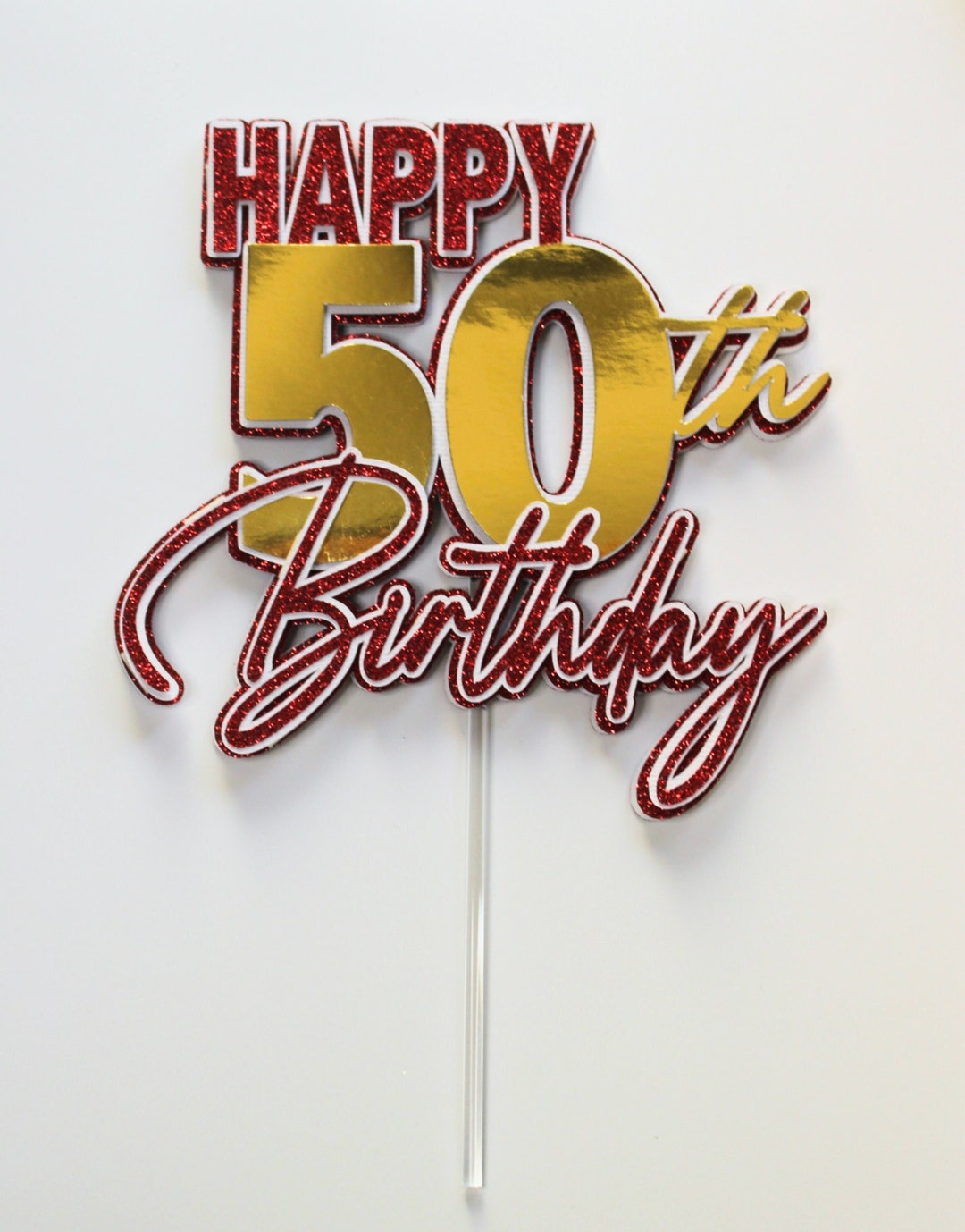 Happy 50th Birthday 3D Cake Topper Handcrafted - Etsy