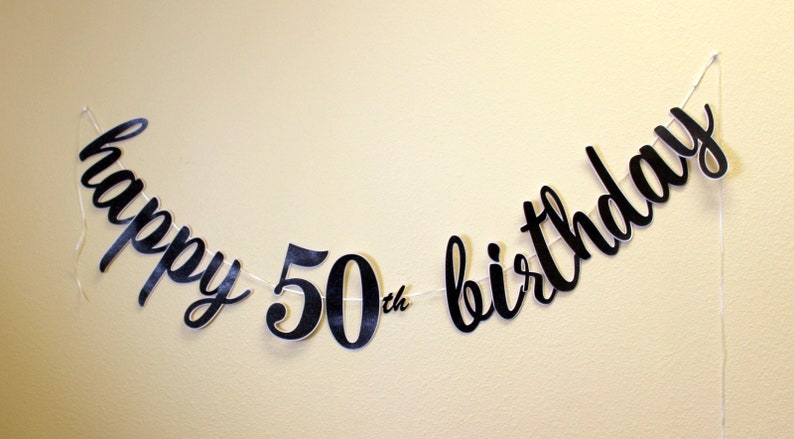 Happy 50th Birthday Cursive Banner 1 Set Birthday Glitter | Etsy