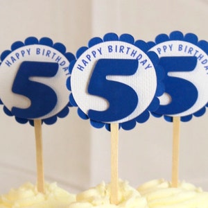5th Birthday Cupcake Toppers, Set of 12, Birthday, Handcrafted Party ...