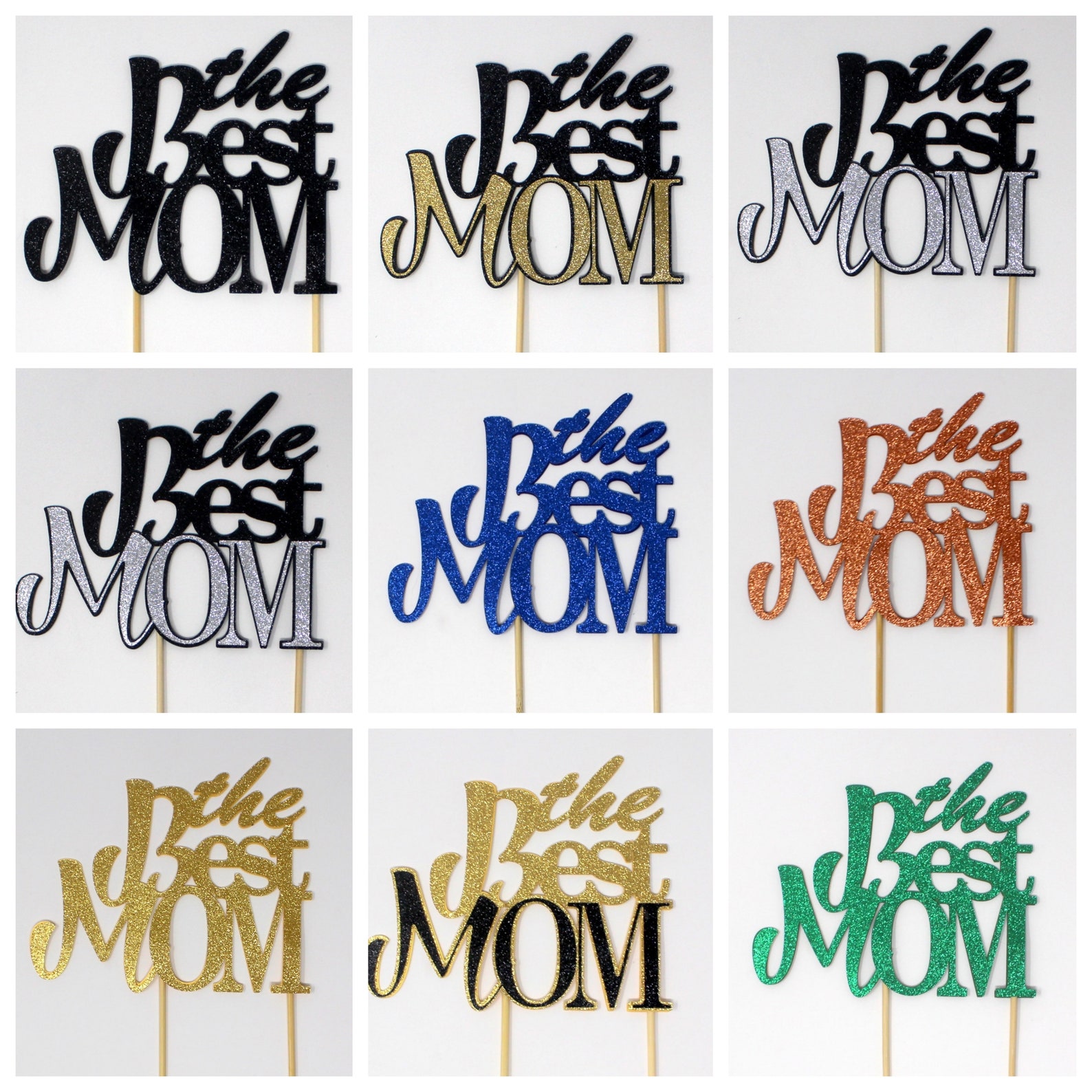 The Best Mom Cake Topper 1pc Mother's Day Glitter Cake - Etsy