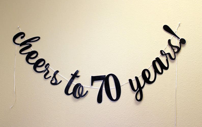 Cheers to 70 Years Cursive Banner 1 Set Birthday - Etsy