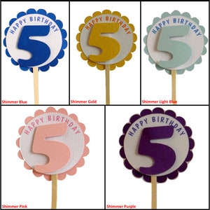 5th Birthday Cupcake Toppers, Set of 12, Birthday, Handcrafted Party ...