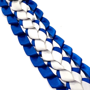 2024 Blue & Silver Double Braided Graduation Ribbon Lei - Etsy