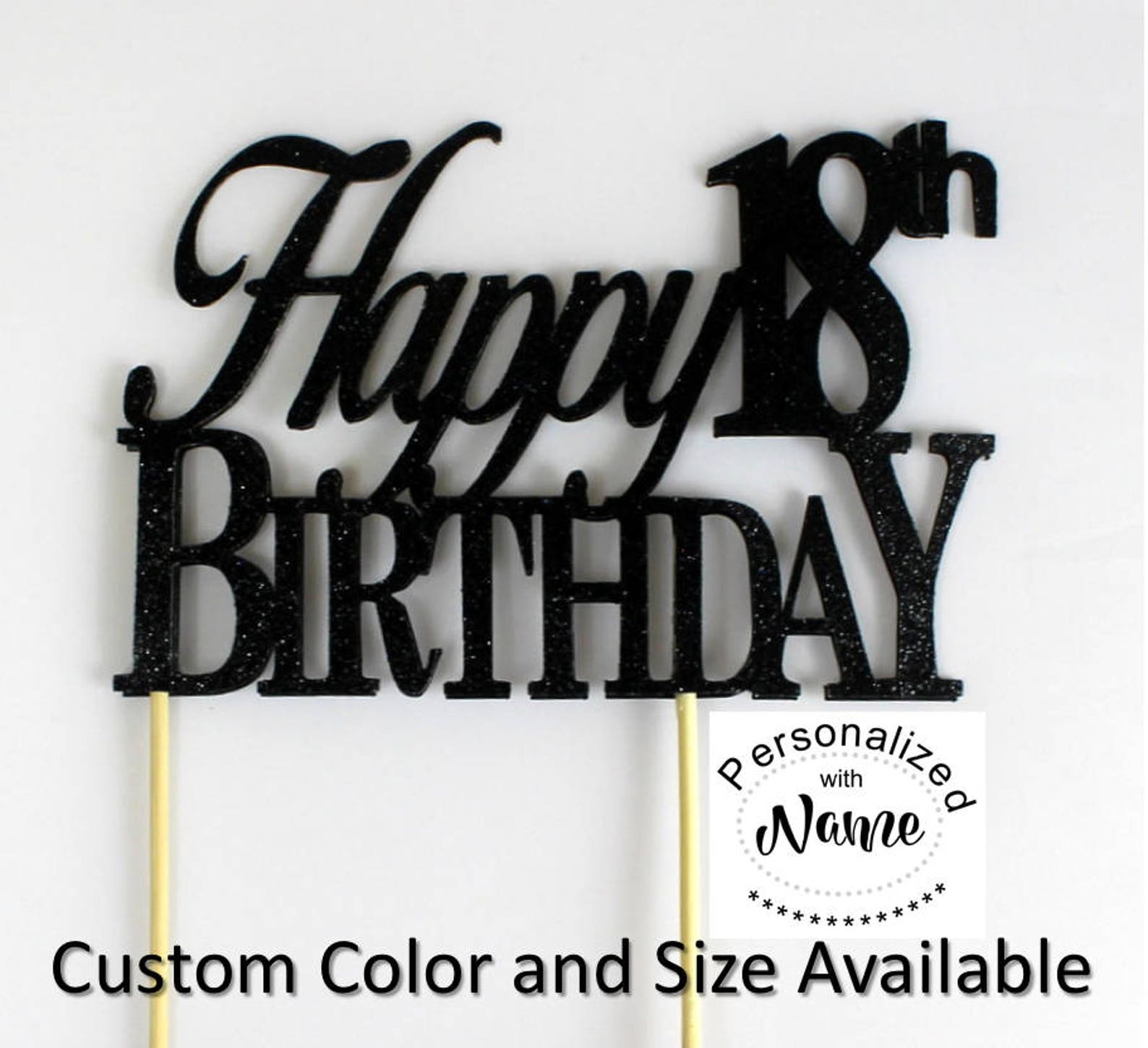 Happy 18th Birthday Cake Topper 1pc Glitter Cake Topper - Etsy
