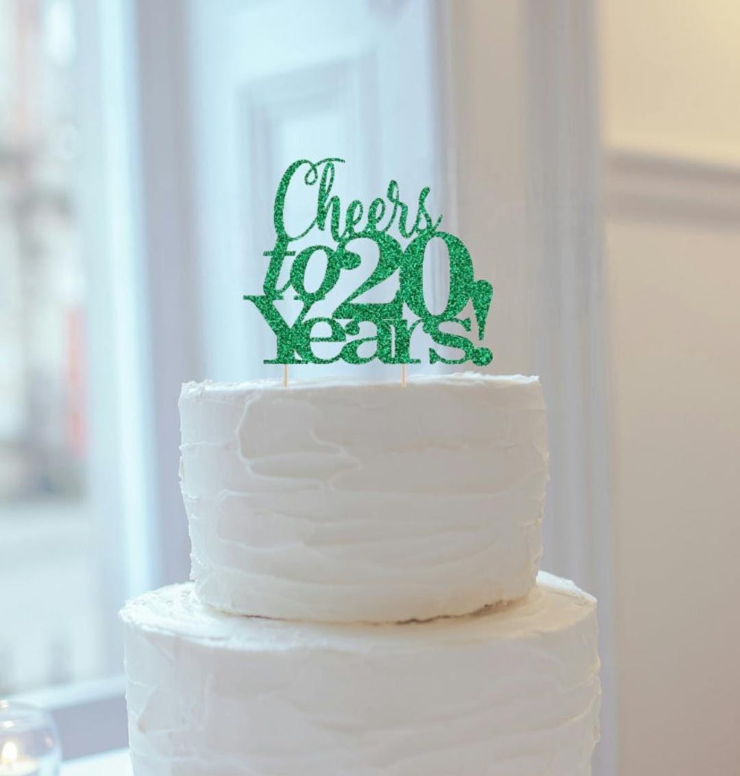 Cheers to 20 Years Cake Topper, 1PC, 20th Anniversary, 20th Birthday ...