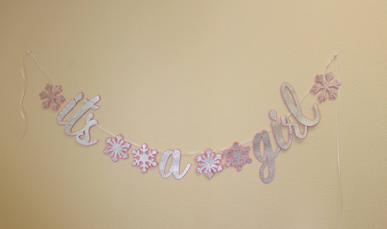 Winter Theme It's A Girl Cursive Banner 1 Set Baby | Etsy