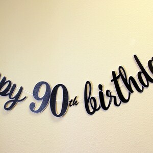 Happy 90th Birthday Cursive Banner, 1 Set, Birthday, Glitter ...