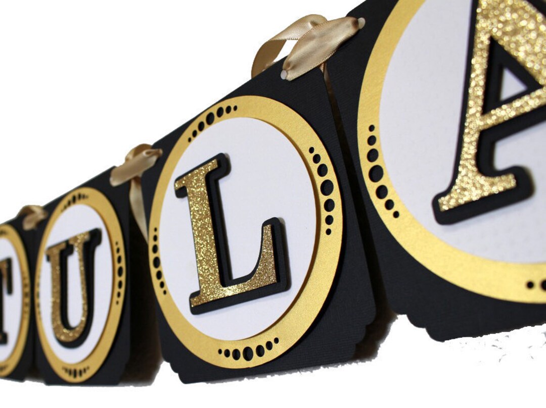 Black & Gold Congratulations Banner Graduation Black and - Etsy
