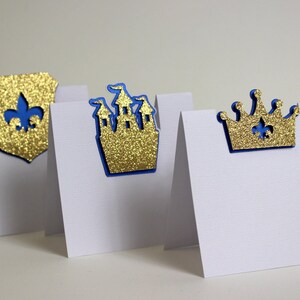 Royal Blue & Gold Prince Theme Place Cards / Food Escort Cards, Set of ...