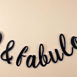 50 & Fabulous Cursive Banner,1set, 50th Birthday Banner, Glitter Banner ...