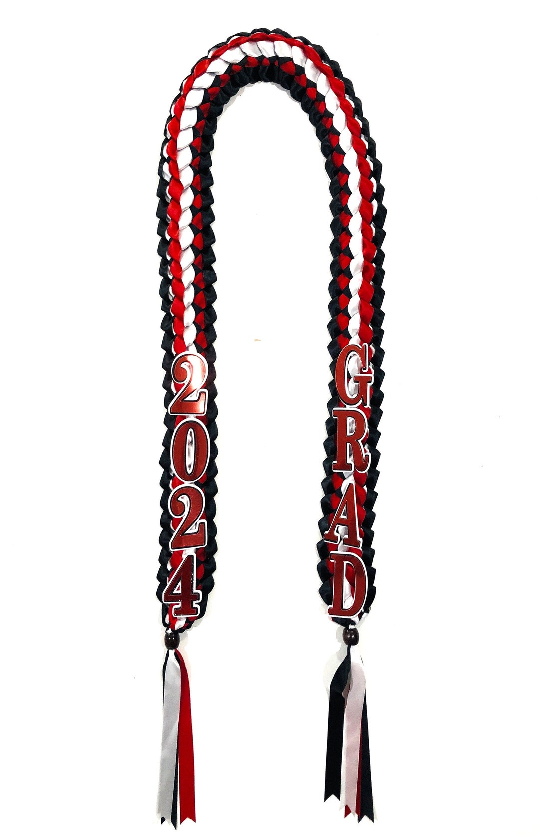 2024 Black, Red & White Double Braided Graduation Ribbon Stole Lei - Etsy