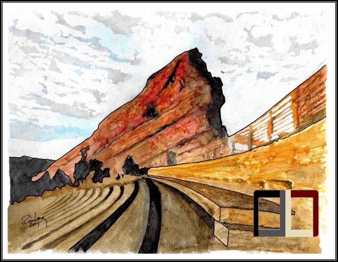 HAND DRAWN Original Watercolor Art "row-69" Featuring Red Rocks ...