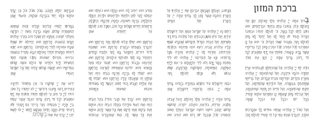 Birkat Hamazon for Weekdays | Prayer After Meals | Benching - in Hebrew ...