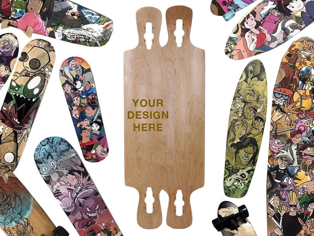 42" Custom Hand Painted Drop Through Double Kick Longboard Deck or ...