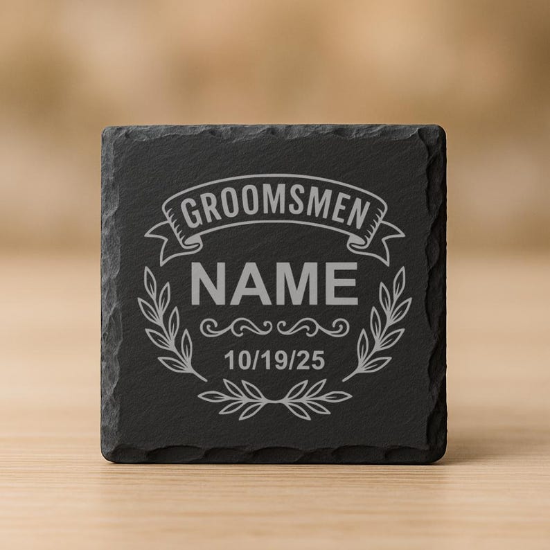 Best Man & Groomsmen SVG PNG Bundle, Editable Wedding Flask Coaster ...