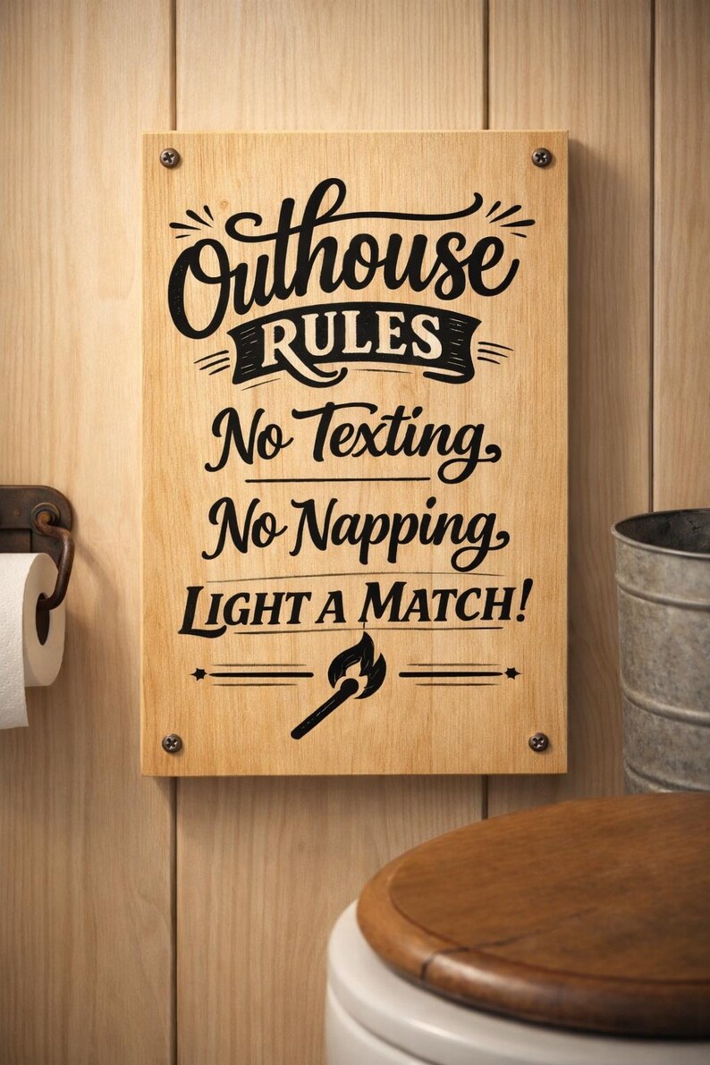 Outhouse Rules Bathroom Sign SVG PNG Funny Bathroom Wall Art Laser ...