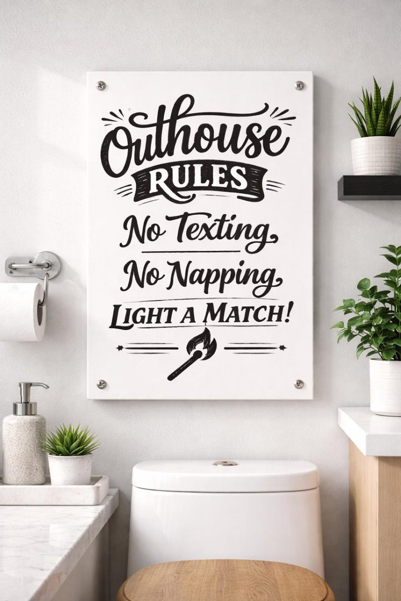 Outhouse Rules Bathroom Sign SVG PNG Funny Bathroom Wall Art Laser ...