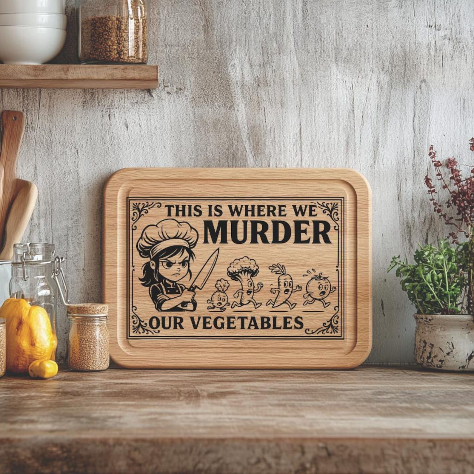 This is Where I Murder Vegetables, Funny Cutting Board Svg, Kitchen ...