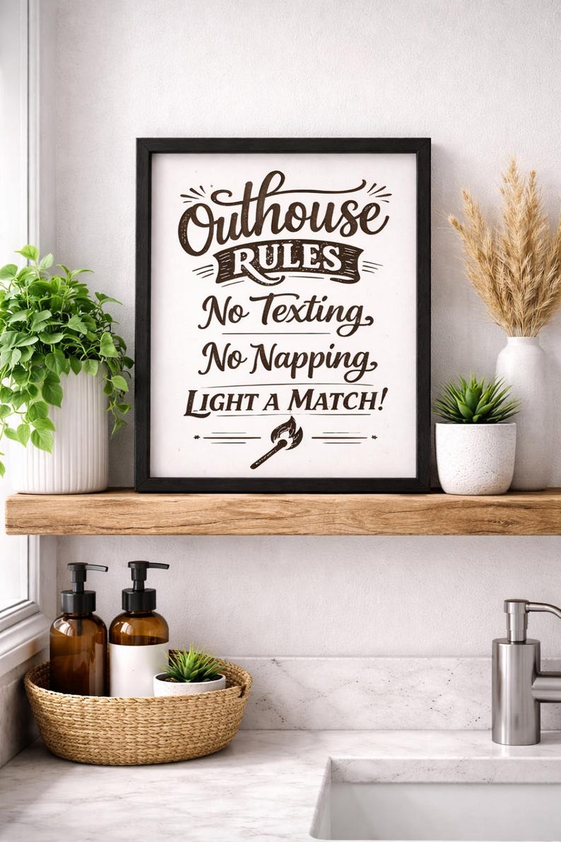 Outhouse Rules Bathroom Sign SVG PNG Funny Bathroom Wall Art Laser ...