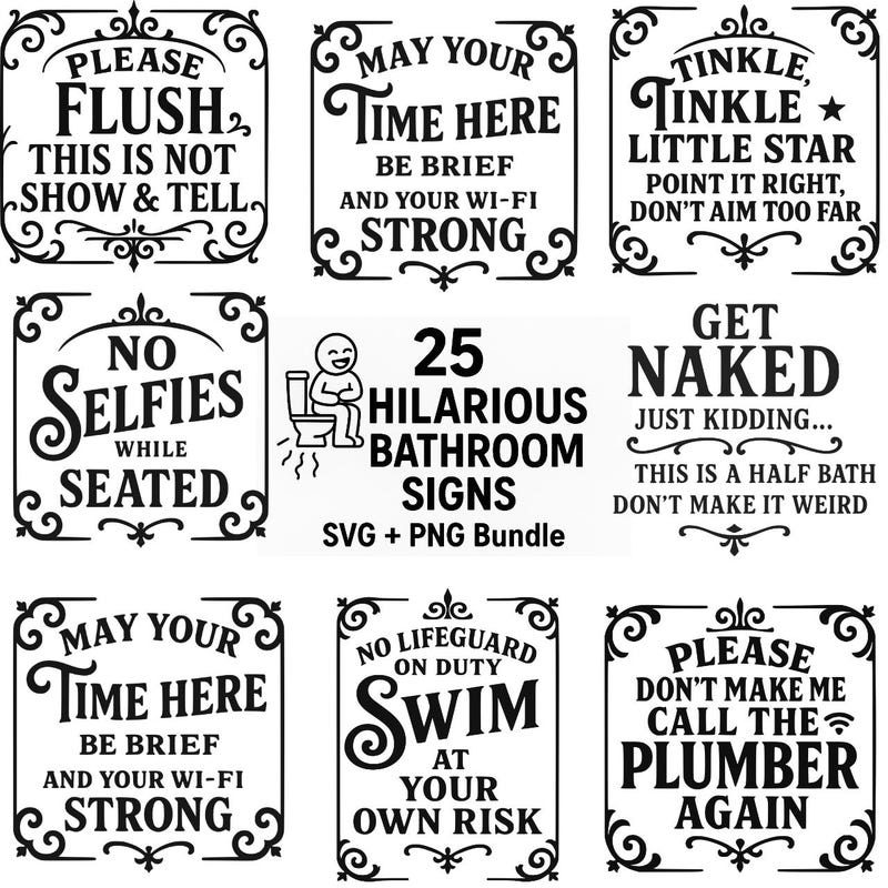 Funny Bathroom Sign Svgs - Etsy
